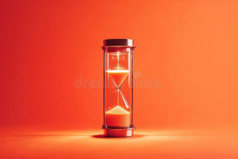 Minimalistic Glowing Hourglass on Orange Background for Time Management ...