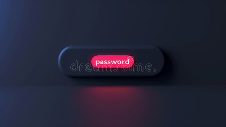 Minimalistic Glowing Password Button in Dark Theme Stock Image - Image ...