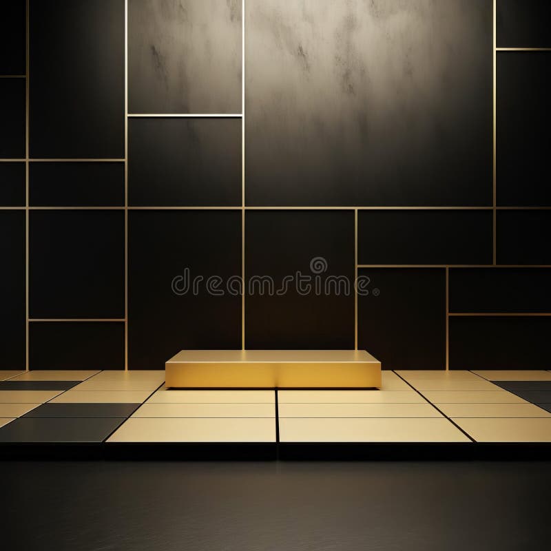 Minimalistic Gold Grid Composition with Checkerboard Pattern Stock ...