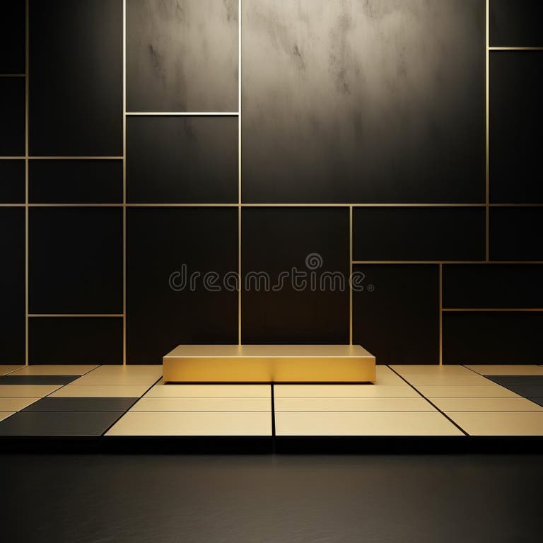 Minimalistic Gold Grid Composition with Checkerboard Pattern Stock ...