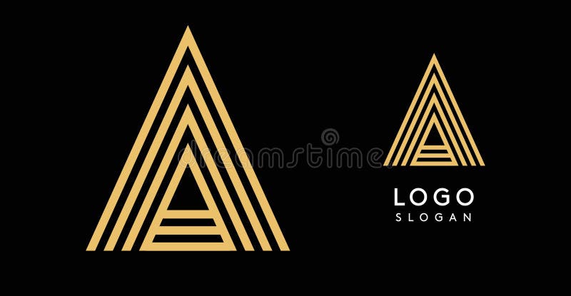 Minimalistic Golden Triangle Logo Template, Concentric Lines Creating ...
