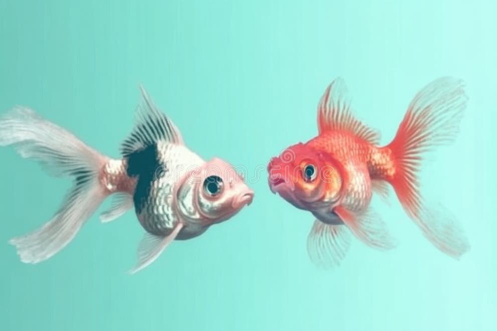 Minimalistic Goldfish Design on Aqua Background for Decor and Art ...