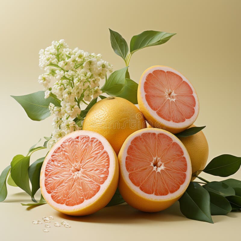 Minimalistic Grapefruit Design on Light Yellow Background Stock ...