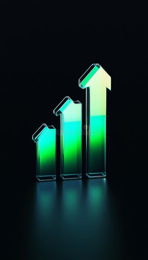 Minimalistic Graph Icon Featuring Three Ascending Bars and Arrow in ...