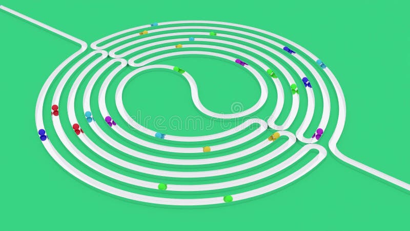 Minimalistic Graphics Color Balls Move in a Circle Track 3d Stock ...