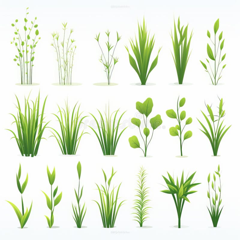 Minimalistic Grass Set Vector Svg Flat Animation Asset Stock ...