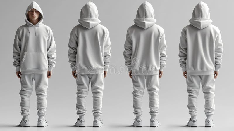 Minimalistic Gray Hoodie Set Front and Back View Generative AI Stock ...