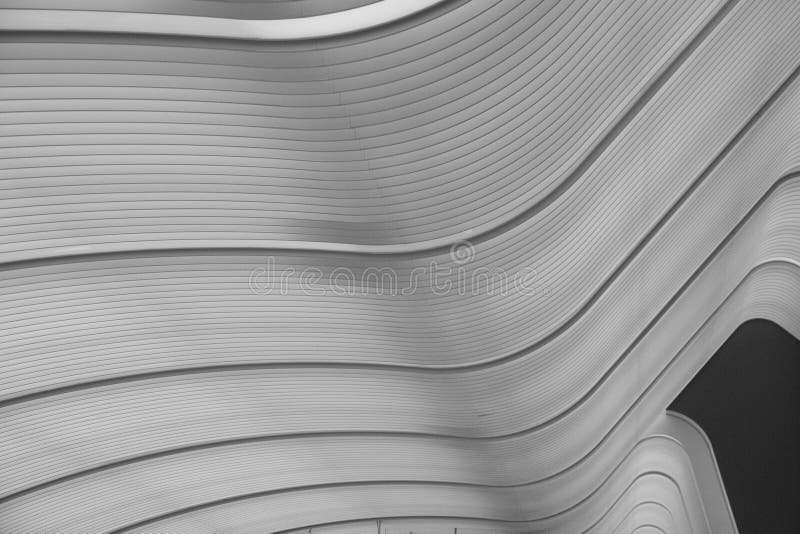 Minimalistic Grayscale of Modern Design of a Wall with Curvy Lines ...