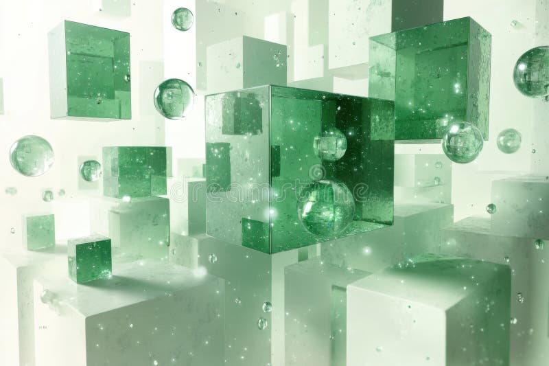 Minimalistic Green Abstract Composition with Geometric Shapes Stock ...