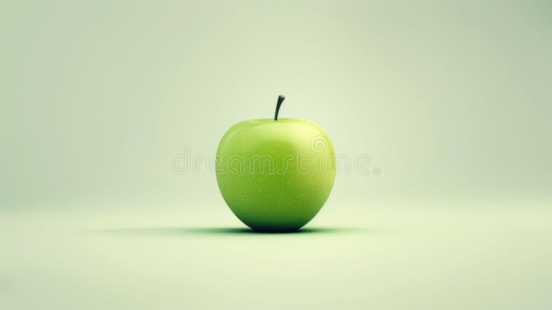 Minimalistic Green Apple with Leaf on Light Background. Generative Ai ...