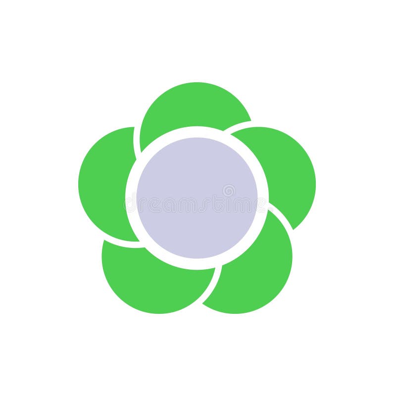 Minimalistic Green Flower Emblem with Central Grey Circle Design Stock ...