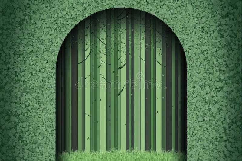Minimalistic Green Forest Illustration with Arch Design for Nature ...