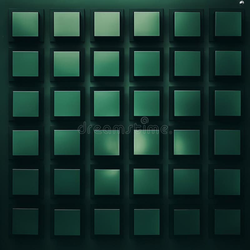Minimalistic Green Grid Composition with 64 Square Objects Stock ...