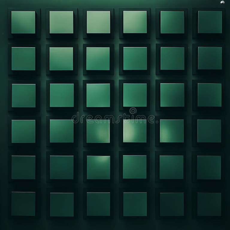 Minimalistic Green Grid Composition with 64 Square Objects Stock ...