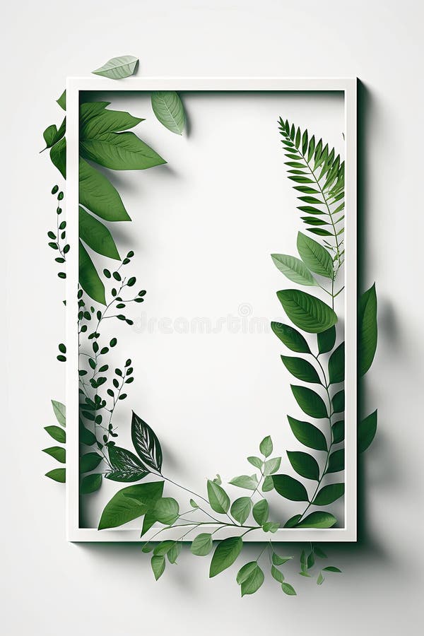 Minimalistic Green Rectangular Frame on a White Background with Green ...