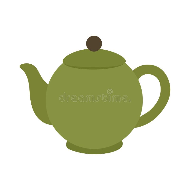 Minimalistic Green Teapot with Rounded Shape, Spout, Handle, and Lid ...