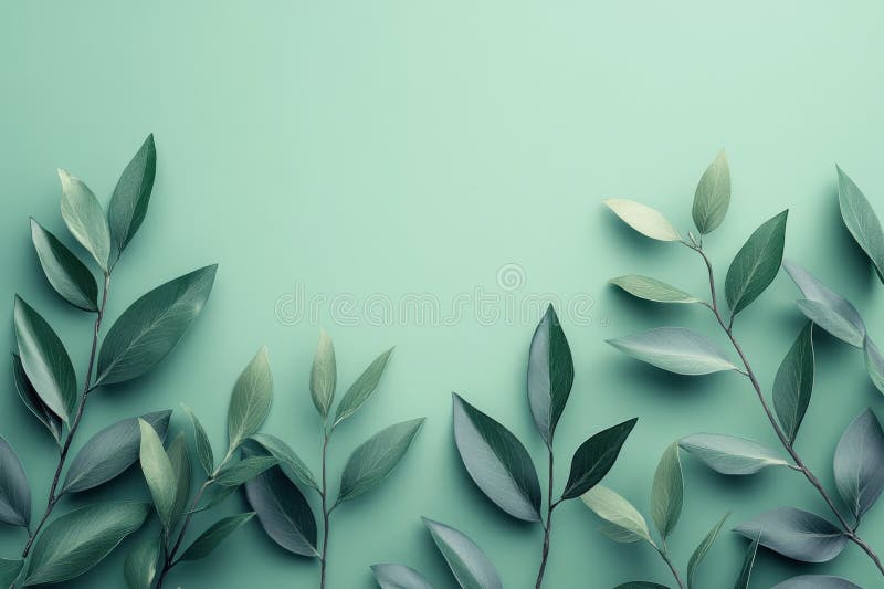 Minimalistic Greenery Design Featuring Soft Green Gradient and Delicate ...