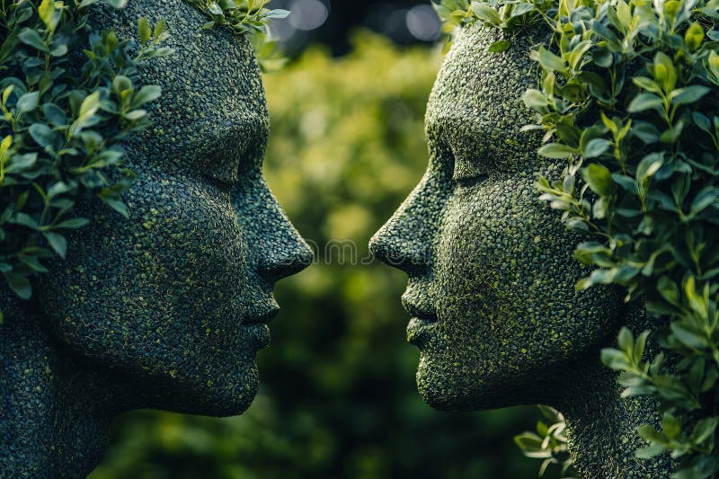 Minimalistic Greenery Sculptures of Human Heads Symbolizing Growth ...