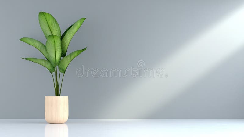 Minimalistic Greenery: Simple Modern Decorative Plant in Light Wooden ...