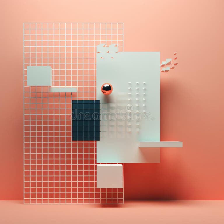 Minimalistic Grid Pattern Composition with Reflective Spheres Design ...