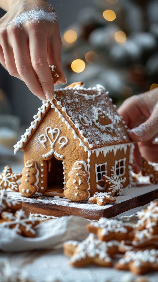 Minimalistic Guide Making a Gingerbread House Steps in Bright, Cheerful ...