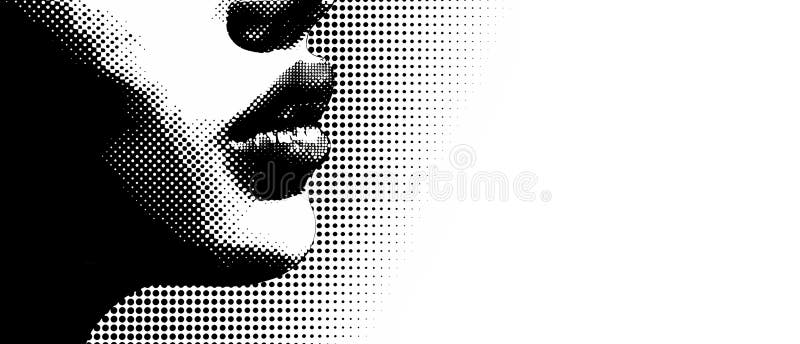 Minimalistic Halftone Artwork of Lips Stock Illustration - Illustration ...