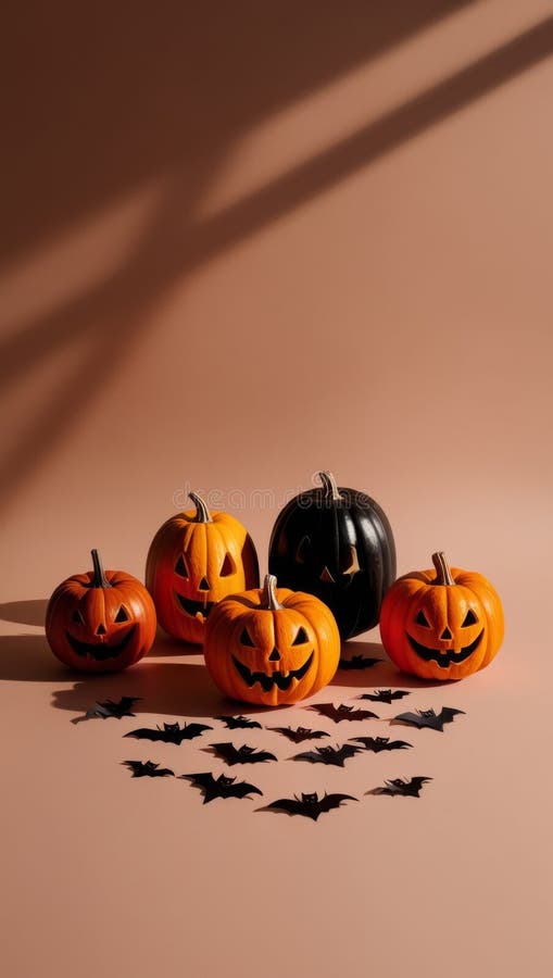 Minimalistic Picture for Halloween. Pumpkins on a Light Background ...