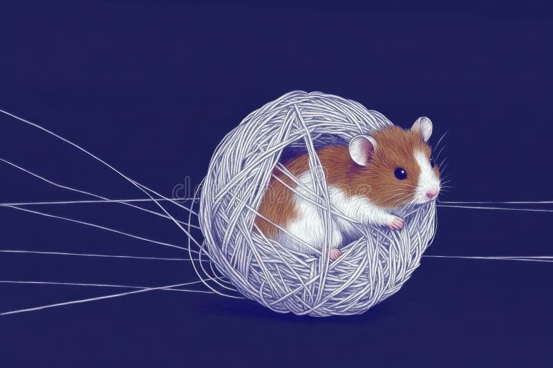 Minimalistic Hamster Concept in Yarn Ball - Creative Design for Cards ...