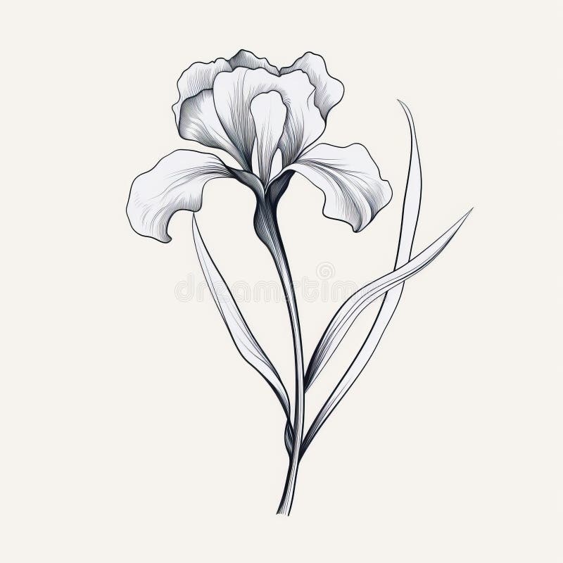 Minimalistic Hand Drawn Iris Sketch: Trendy Tattoo Design Stock ...