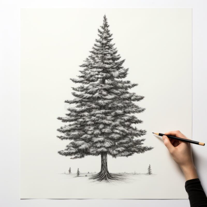 Minimalistic Hand-drawn Spruce Tree Illustration Stock Illustration ...