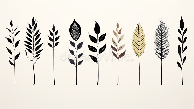 Minimalistic Hand Drawn Wheat Illustrations in Black and Brown Stock ...