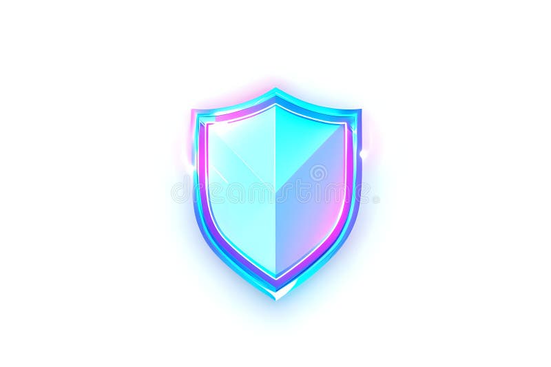 Minimalistic High-Tech Shield Icon with Bright Blue Highlights for ...