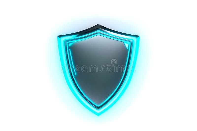Minimalistic High-Tech Shield Icon with Striking Blue Highlights for ...