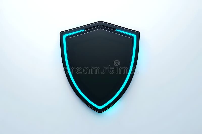 Minimalistic High-Tech Shield Icon Featuring Vibrant Blue Highlights ...