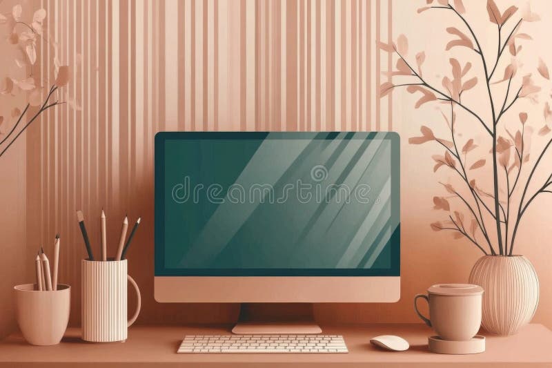 Minimalistic Home Office Design with Modern Computer and Elegant Decor ...