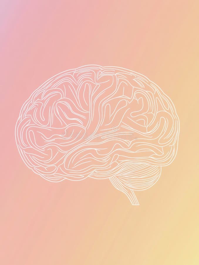 A Minimalistic Human Brain Doodle Created with Thin White Lines on a ...