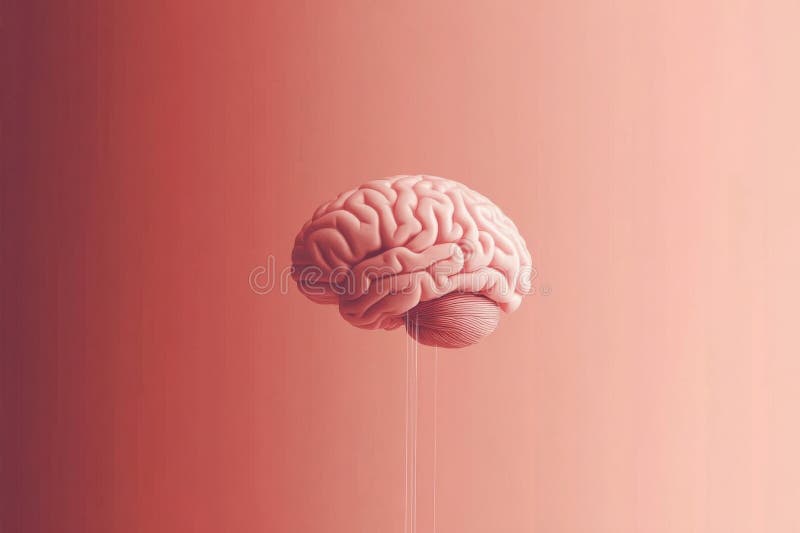 Minimalistic Human Brain on Soft Pink Background for Educational Design ...