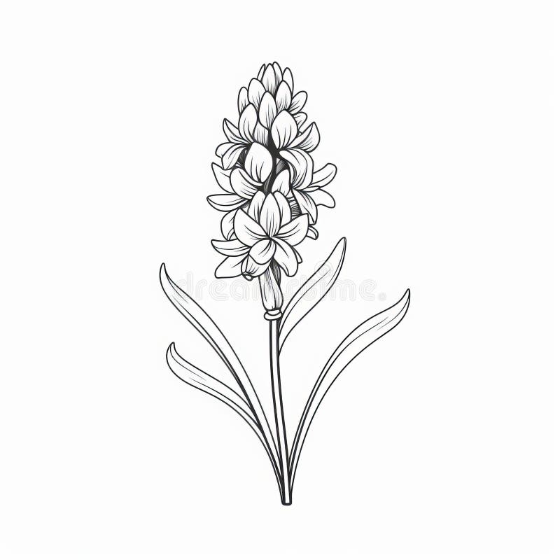 Minimalistic Hyacinth Sketch Drawing: Trendy Tiny Tattoo Design Stock ...