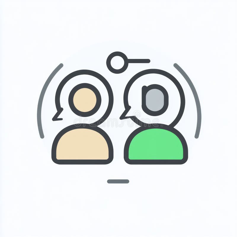 Minimalistic Icon of Two People Engaging in Conversation with Speech ...