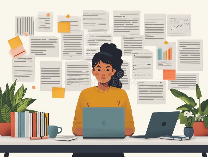 Minimalistic Illustration of Administrative Services Business on White ...