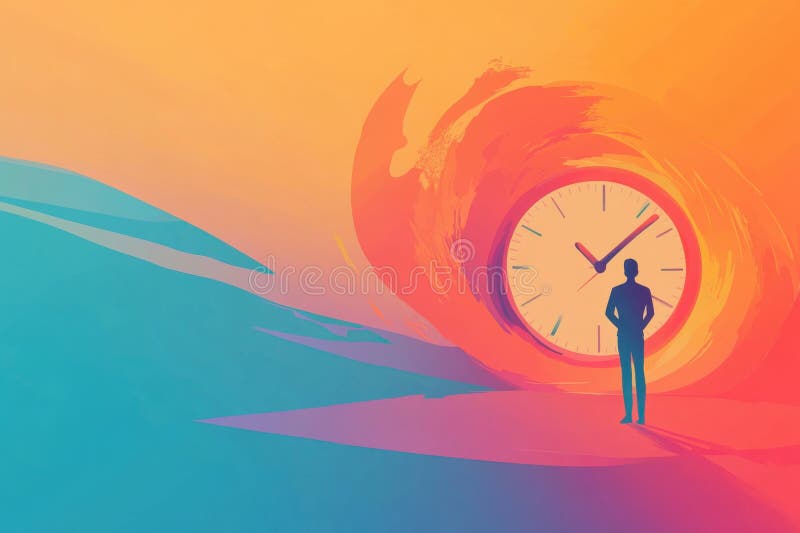 Minimalistic Illustration of Burnout and Time Pressure in a Surreal ...