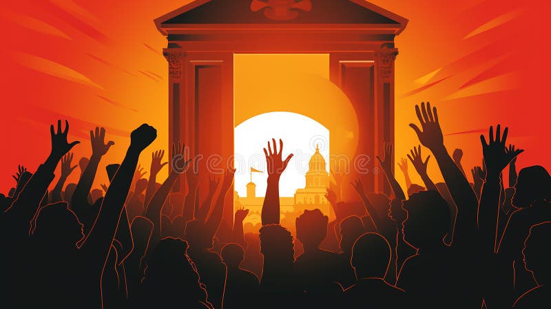 Activists Knocking on State Capitol Door Minimalistic Illustration ...