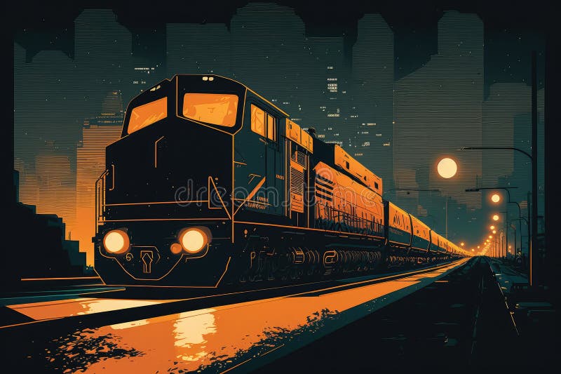 Train Passing In The Night Wallpaper