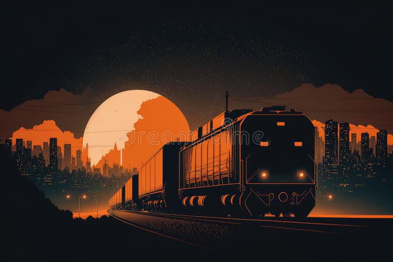 Minimalistic Train Sketch in High-contrast Style Stock Illustration ...