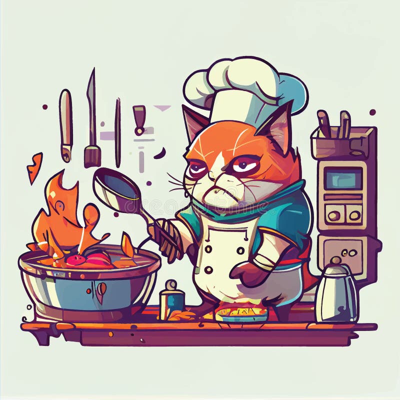 Minimalistic Illustration of Character of Cat. Chef Stock Illustration ...