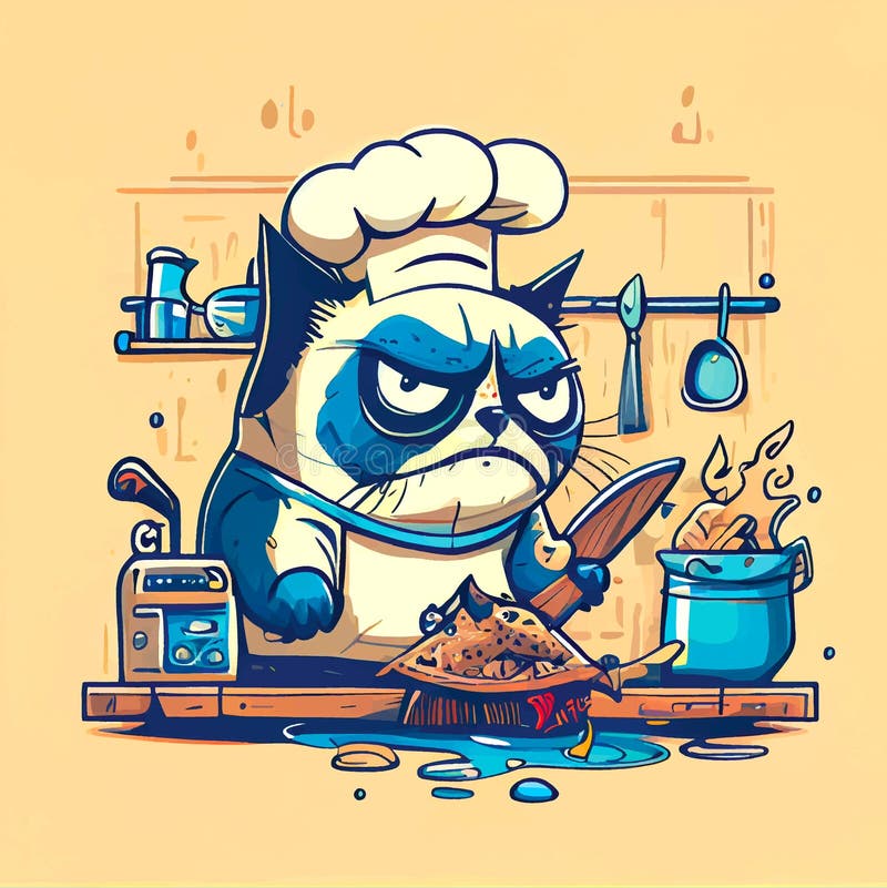 Minimalistic Illustration of Character of Cat. Chef Stock Illustration ...