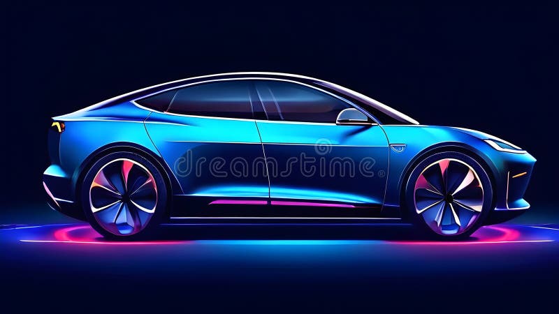 Minimalistic Illustration of an Electric Car Connected To a Charging ...