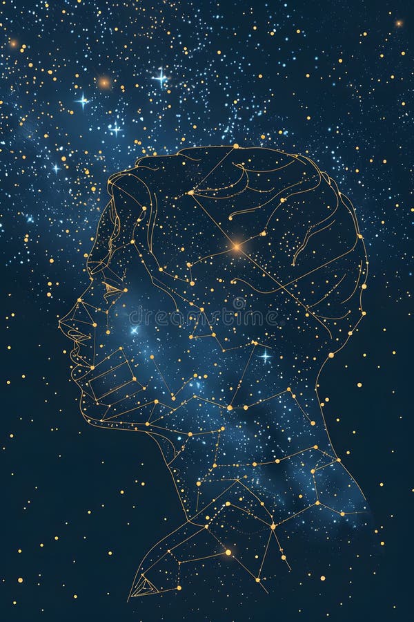 Man S Silhouette Formed by Star Constellations in Space Stock ...