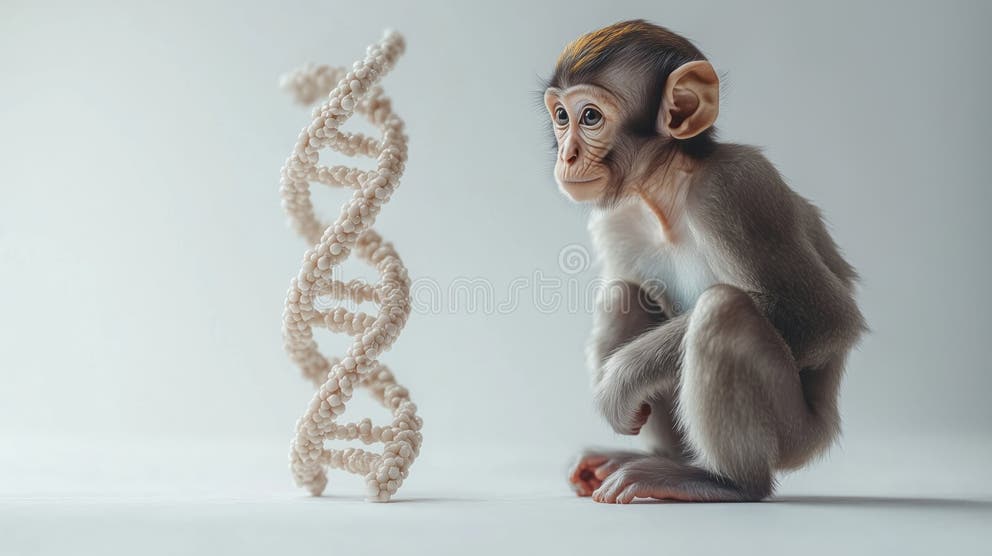 White Space Standing DNA Monkey Stock Illustration - Illustration of ...