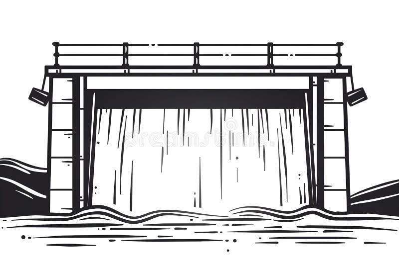 Minimalistic Illustration of Open Floodgate with Water Flow Generative ...